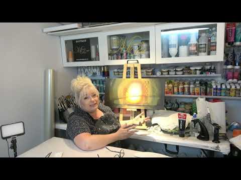 (185) How to make a Sunset Background and Paint Brush a Bridge #abstract #paintingtutorial