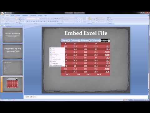 PowerPoint - embed Excel spreadsheet into Slides