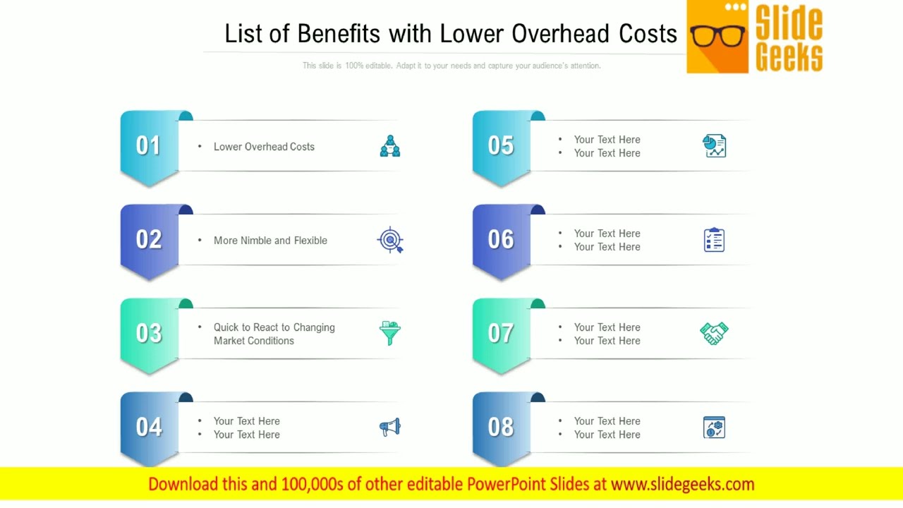 List Of Benefits With Lower Overhead Costs Ppt Powerpoint Presentation Outline Ideas