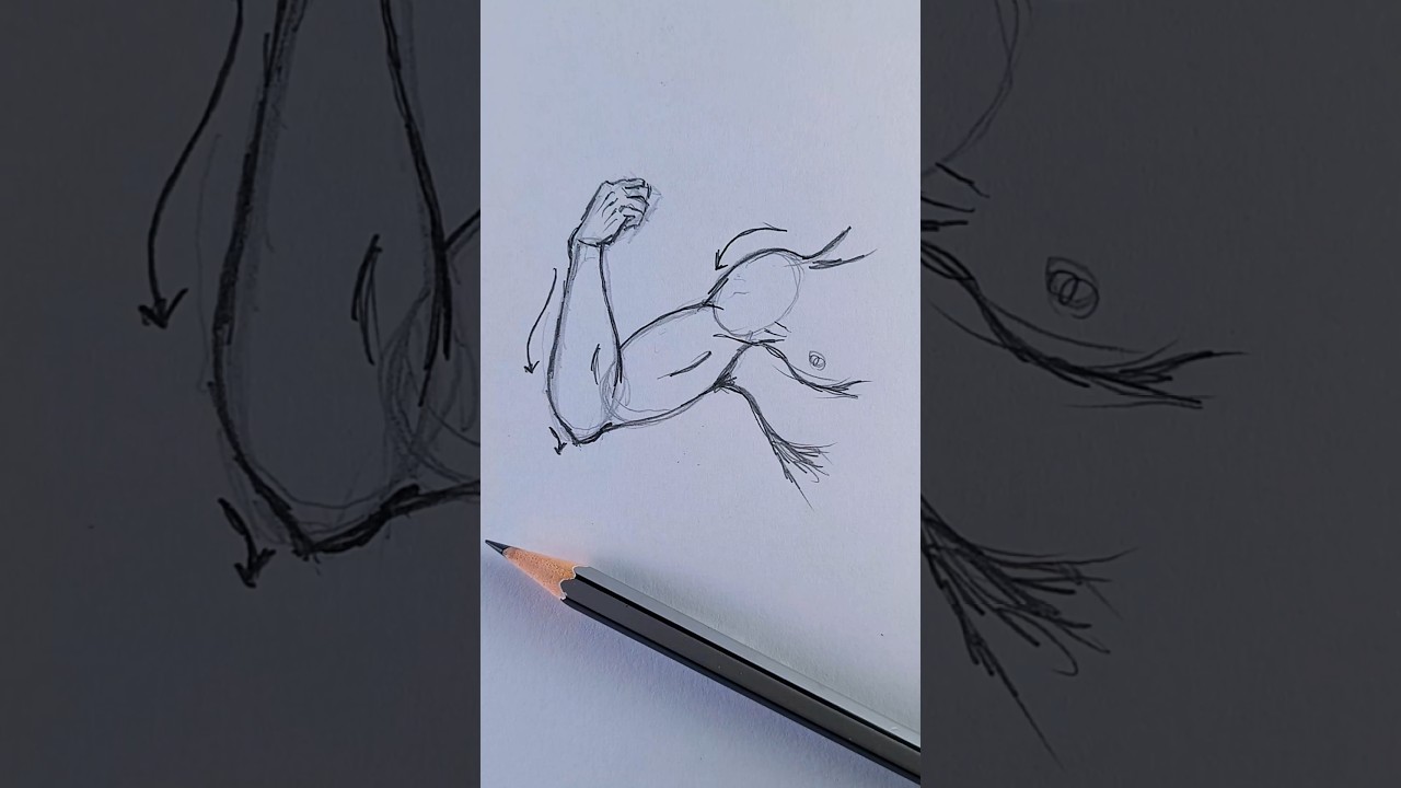 Best trick to draw a muscular arm 💪 #art #shorts #satisfying #drawing #tutorial #howto #howtodraw