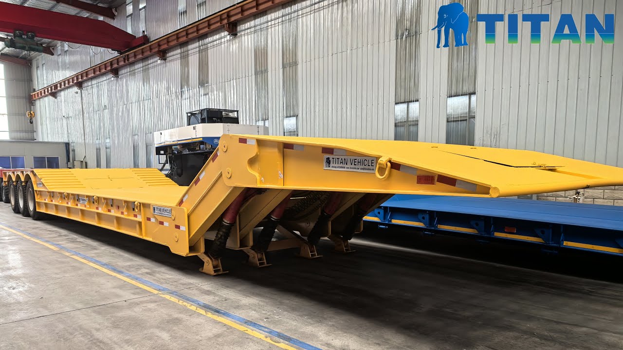 Video of Tri Axle 80 Ton Folding Neck Lowboy Trailer for Sale