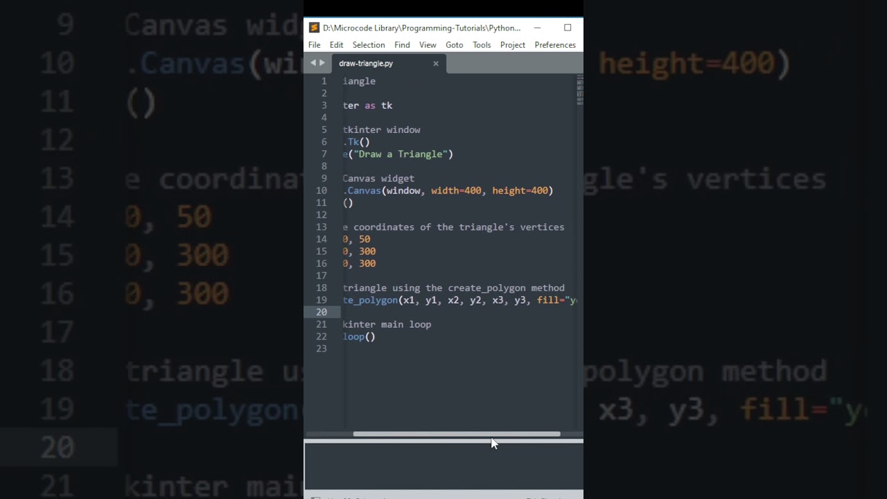 Drawing Triangle with tkinter in Python | #shorts #tutorial #viral