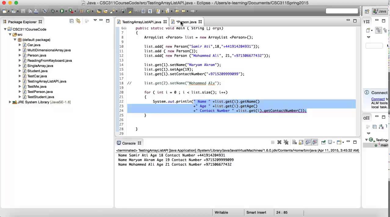 Java API Tutorial Part 2.3 -  Using Dynamic ArrayList