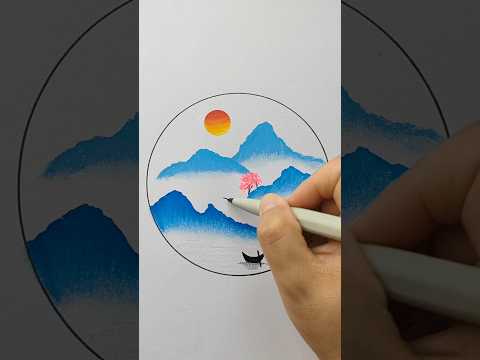 How to draw mountains easily | drawing with crayon #beginnerfriendly #drawingideas #drawingreference