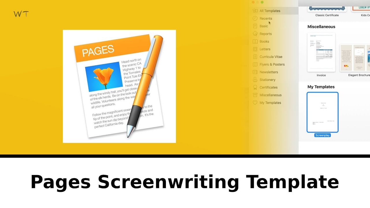 Free Screenwriting Template for Pages (MAC)
