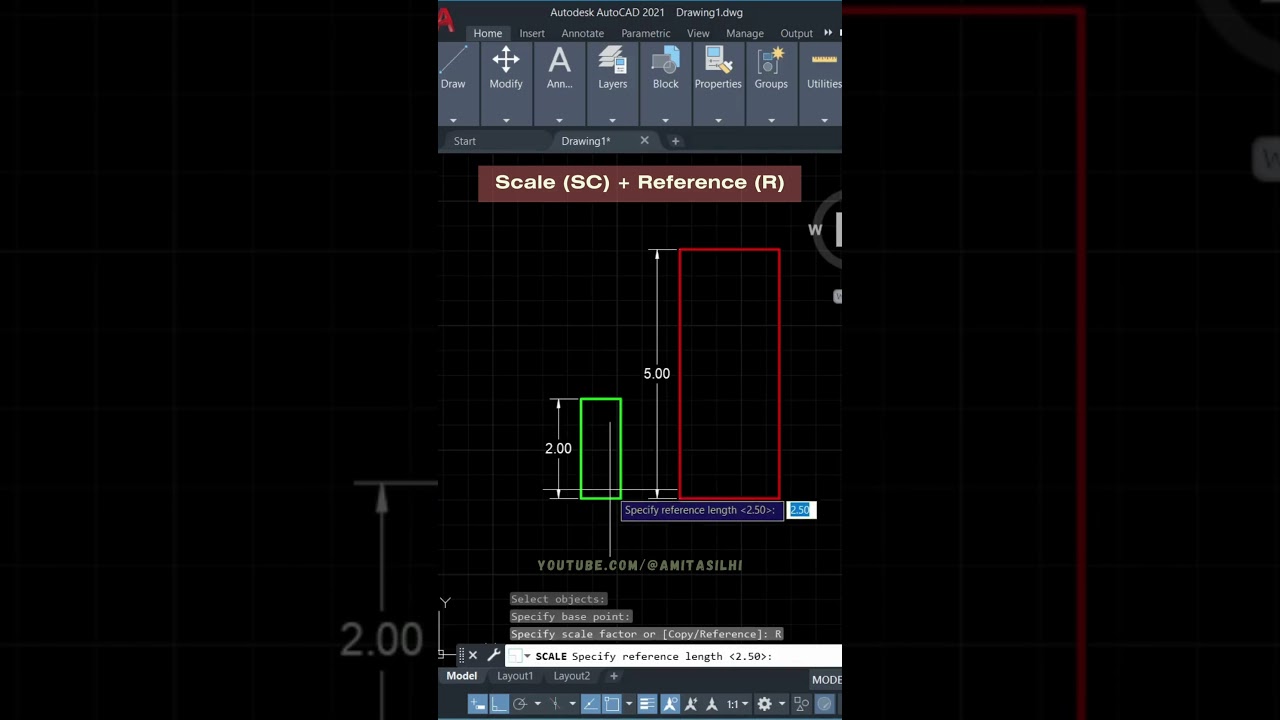 How to Scale with Reference in AutoCAD | SCALE Command #autocad #shorts #tutorial #tips