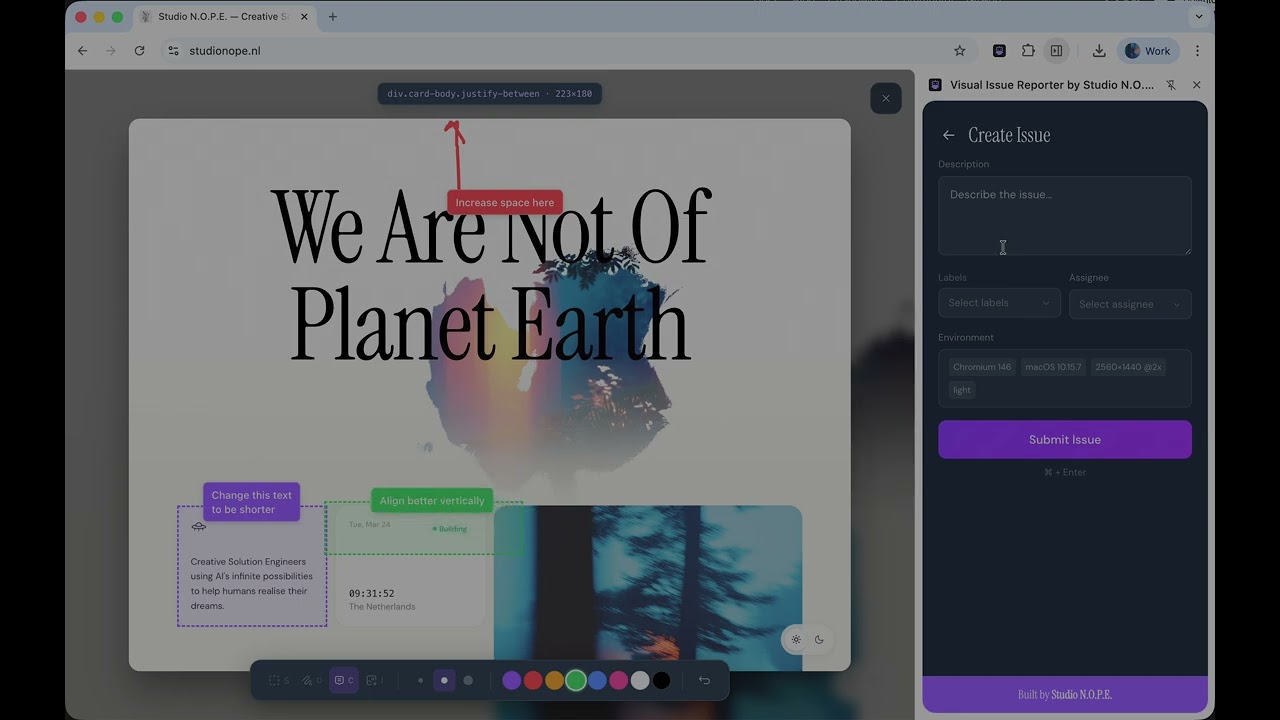 Visual Issue Reporter: Report bugs or request changes visually, straight to GitHub