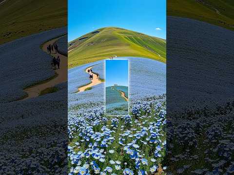 Japan’s Ocean of Blue Flowers in Spring #blueflowers #NachiFalls #WaterfallView #shorts #lakeashi