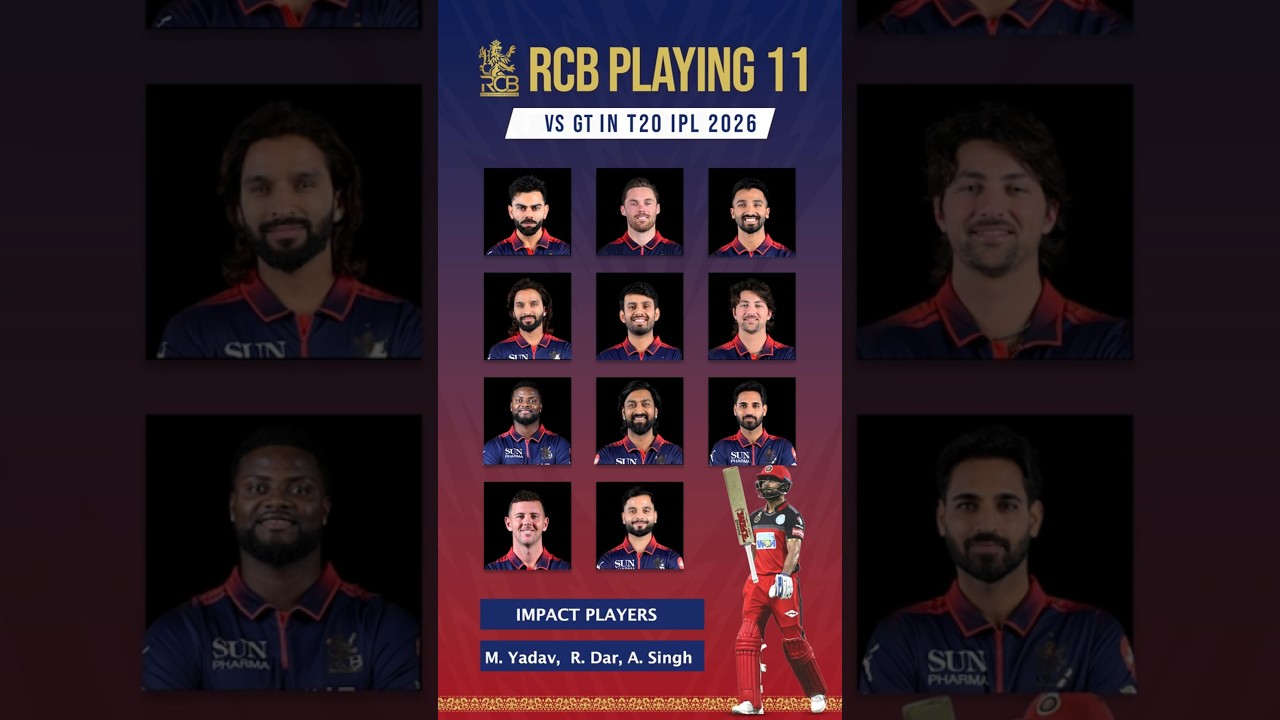 RCB Playing 11 vs GT IPL 2026 💥 Royal Challengers Bengaluru Team & Squad #rcb #ipl2026
