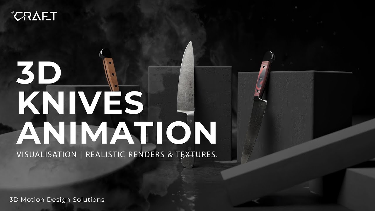 3D Knives Animation | CGI Renders for Product Visualisation | Realistic Renders & Textures