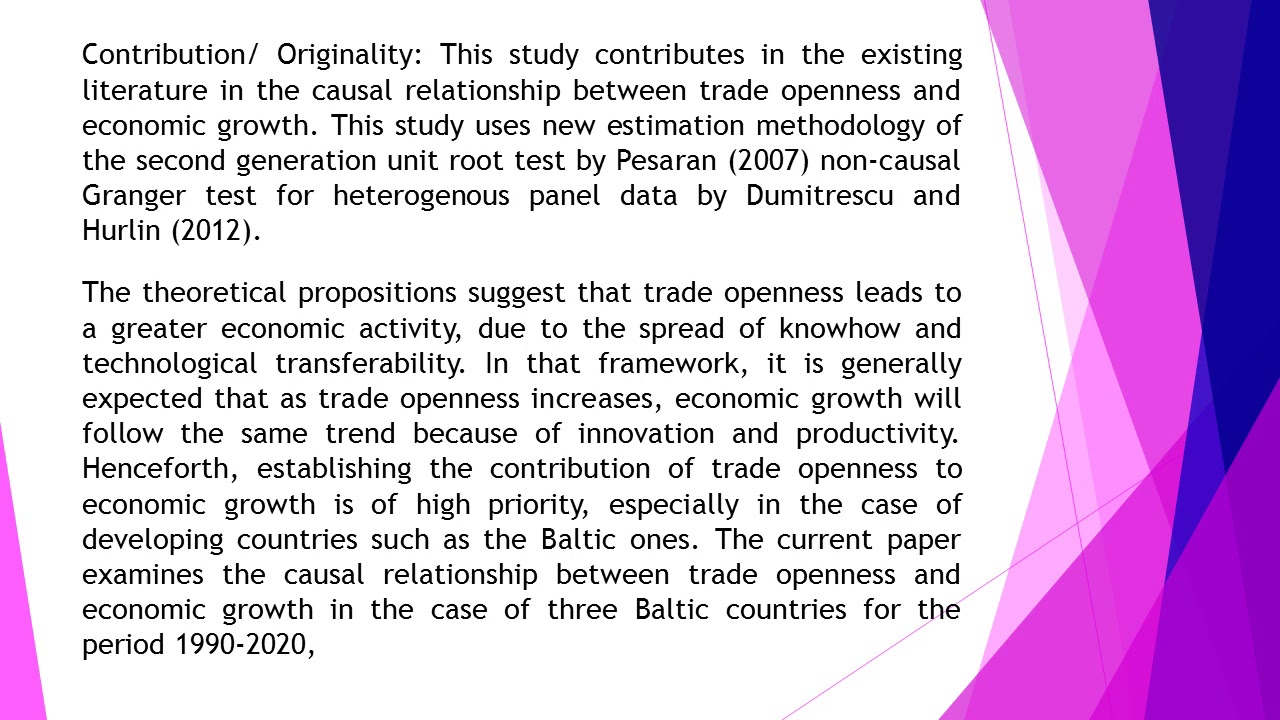 Trade Openness and Economic Growth A Panel Data Analysis of Baltic Countries AEFR 2020 103 313 324
