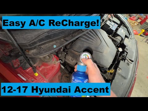 How to ReCharge AC Hyundai Accent 1.6 GDI 12 13 14 15 16 17 2012 2013 2014 2015 2016 2017