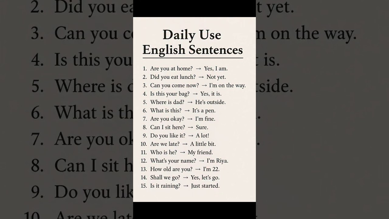 15 Simple English Sentences for Daily Conversations 🗣️✨