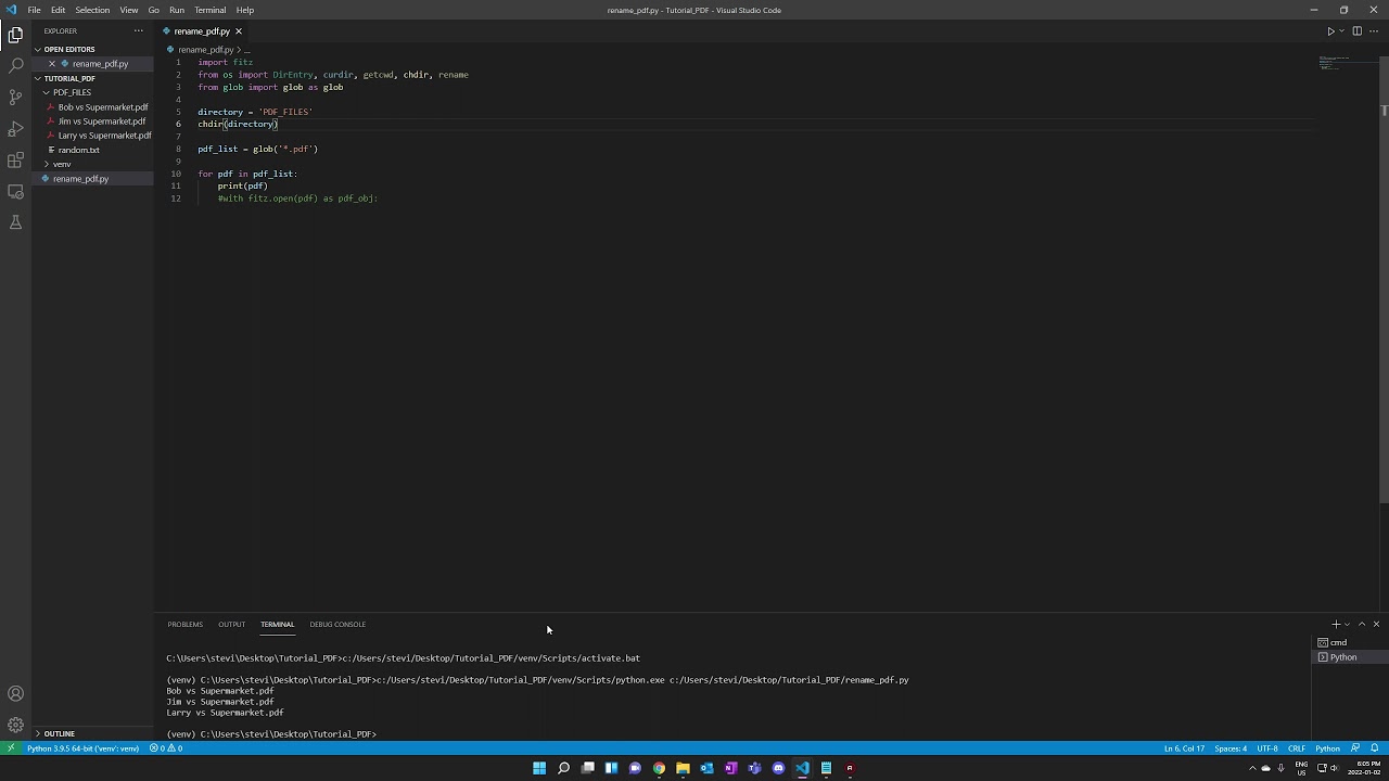 Rename PDFs using text content from a document (PYTHON)