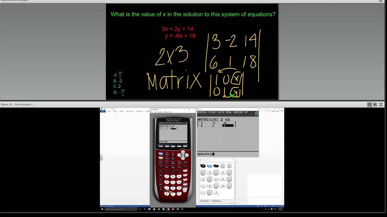 RMA - Algebra 1 - EOC STAAR Exam Tutorial - Topic 6 - Systems Matrix