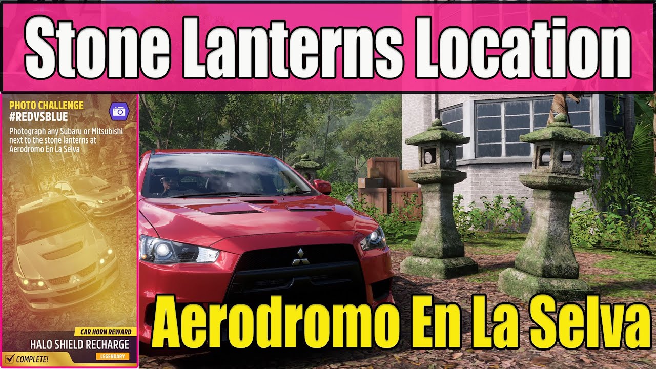 Forza Horizon 5 Photo Challenge Redvsblue Stone Lanterns at Aerodromo En La Selva Location