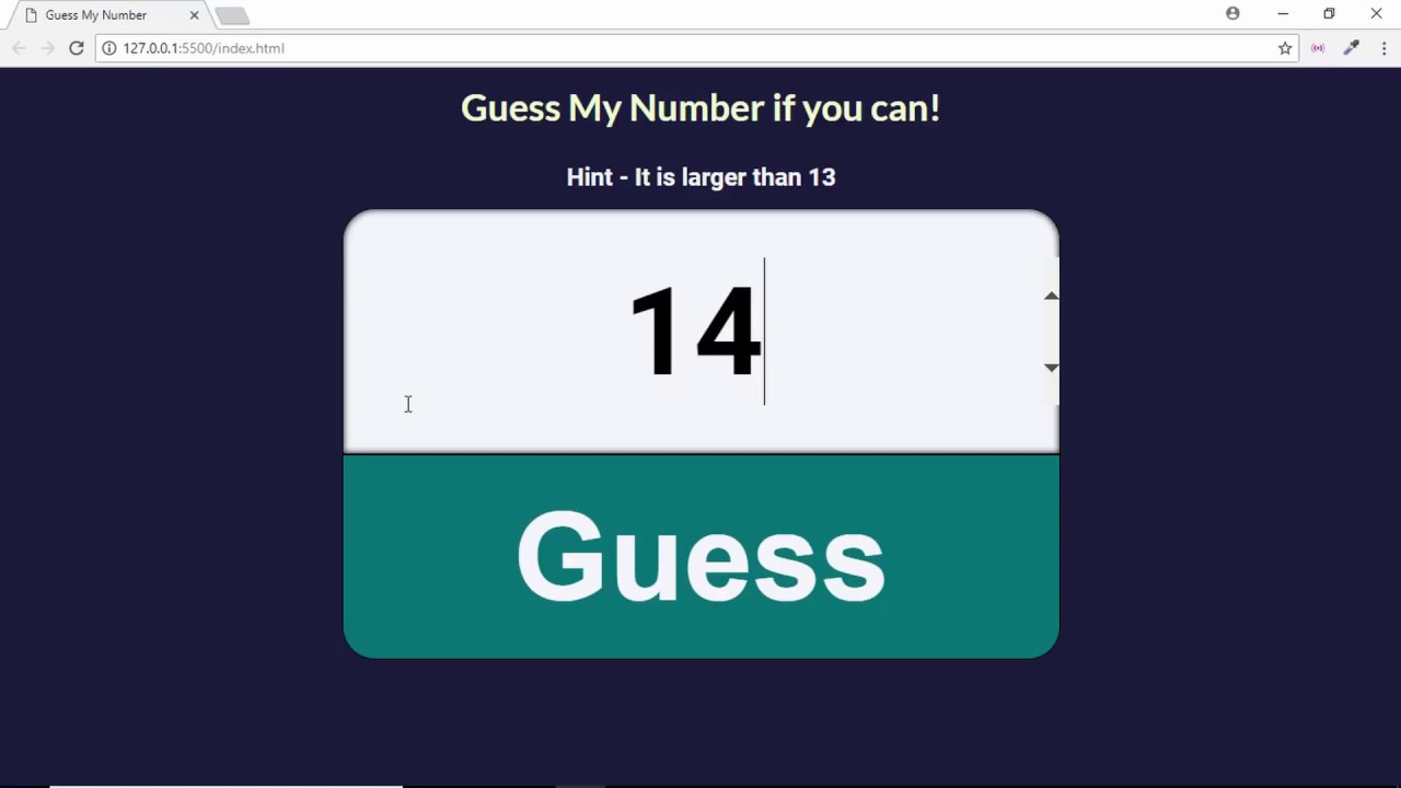 Number Guessing Game created with Javascript