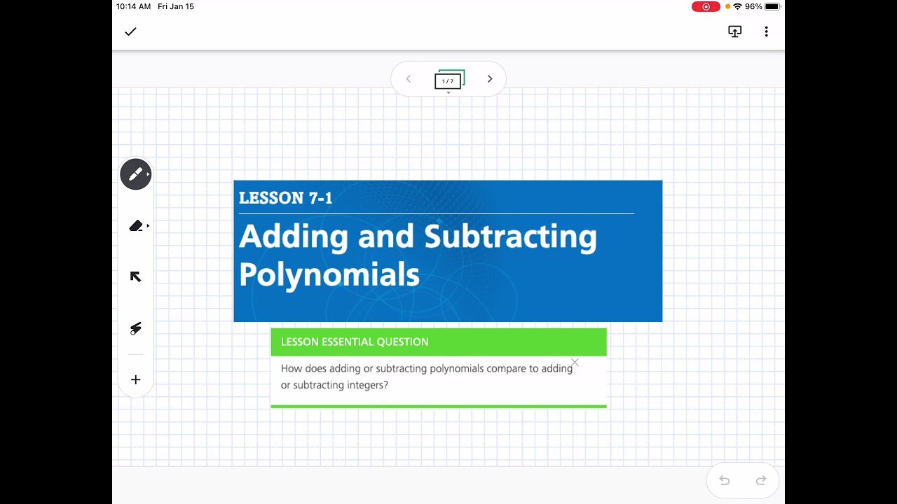 Adding and Subtracting Polynomials (Lesson 7-1)