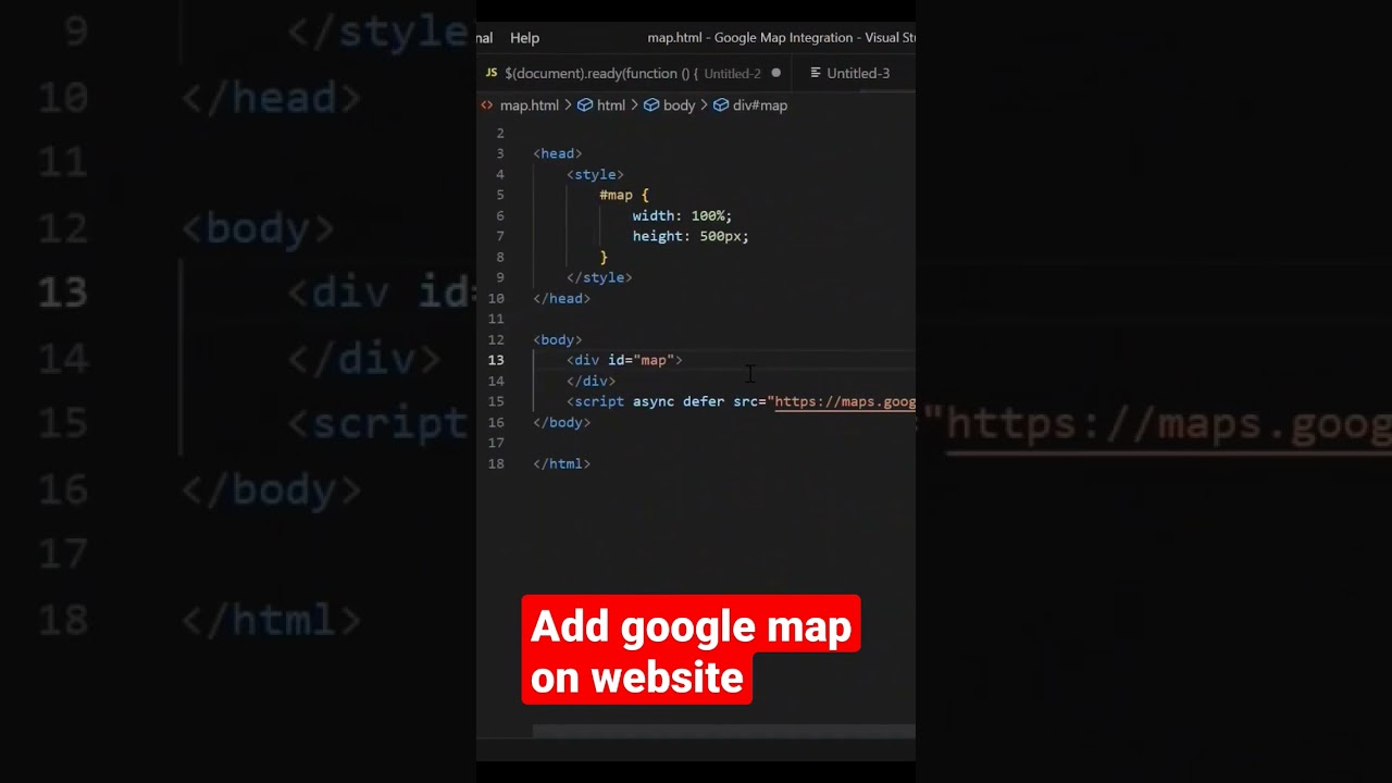 Add Google map on website.                    #coding #map #development #javascript