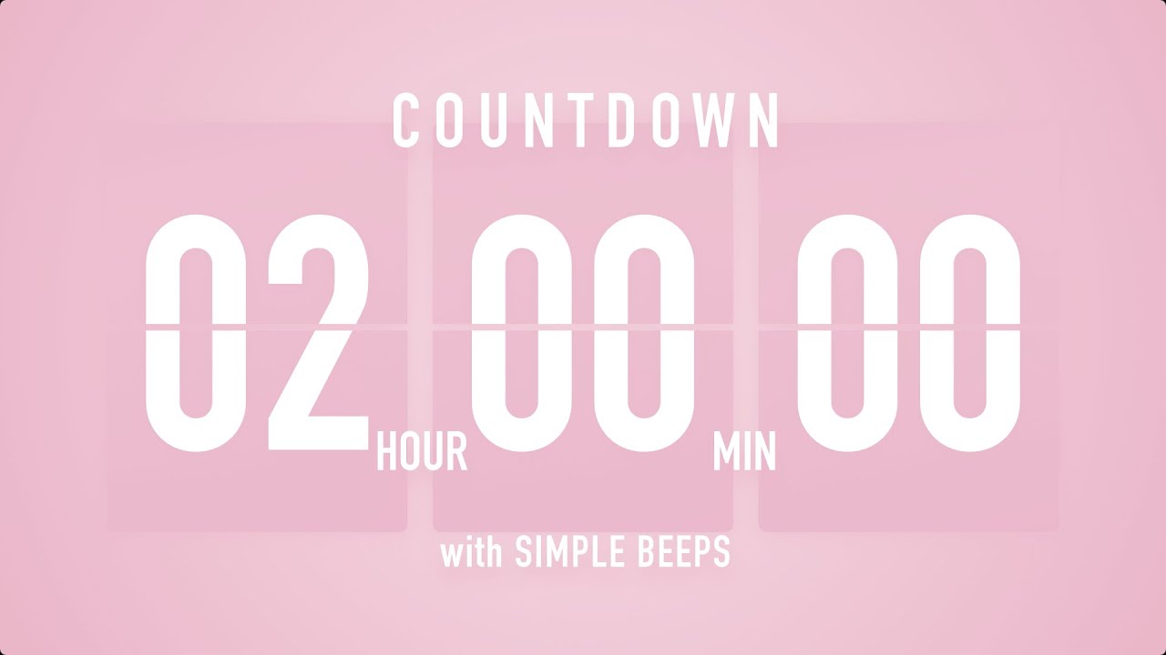 2 Hour Countdown Timer 🌸 Flip Clock with Simple Beeps 🔔