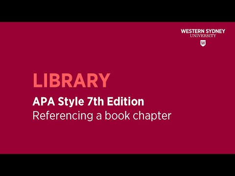 APA Style 7th Edition - Referencing a BOOK CHAPTER