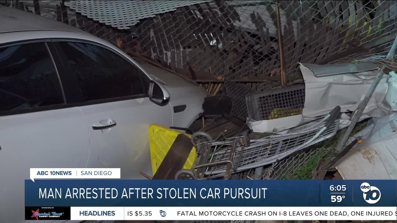 Brief chase in El Cajon ends in crash, driver's arrest