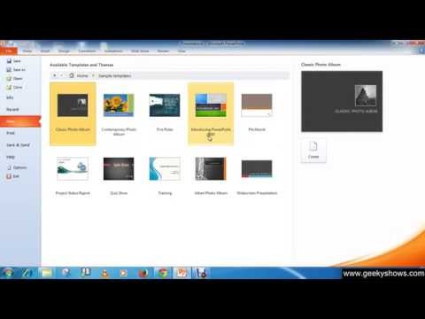 Microsoft PowerPoint 2010 Create New Blank Presentation or Use Templates