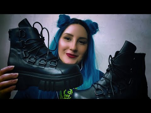 ASMR Unboxing Dolls Kill Shoes - Black Combat Boots