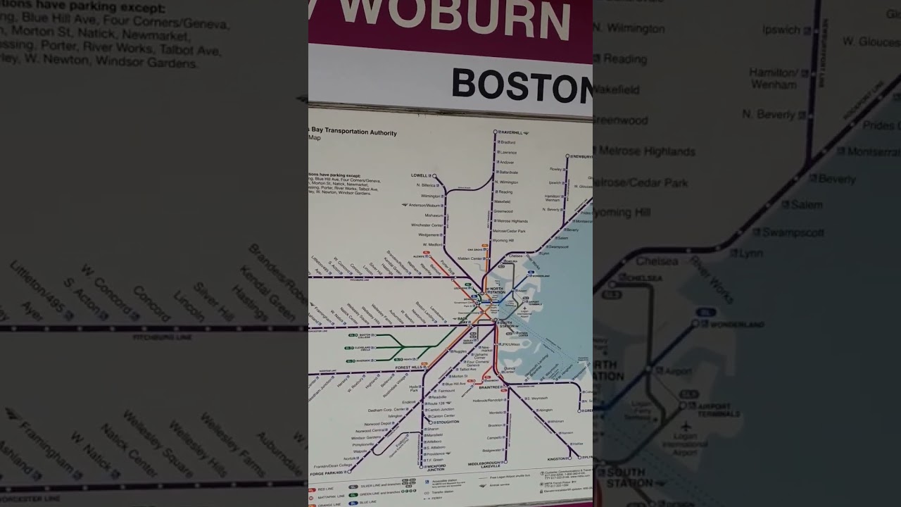Commuter train route map Boston