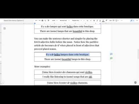 Plural French BAGS Adjectives Preceding Nouns