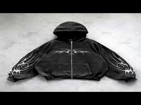 Gothic Punk Graphic Print Oversized Sweatshirt High Street Harajuku Y2K Streetwear Jacket Men Hip