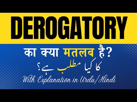 Derogatory Meaning in Hindi | Derogatory Ka Kya Matlab Hota Hai' Hindi/Urdu Explanation Included