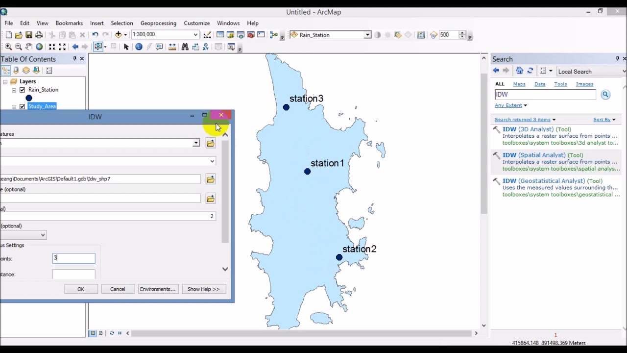 Rainfall Interpolation by Inverse Distance Weighted (IDW)_ArcGIS