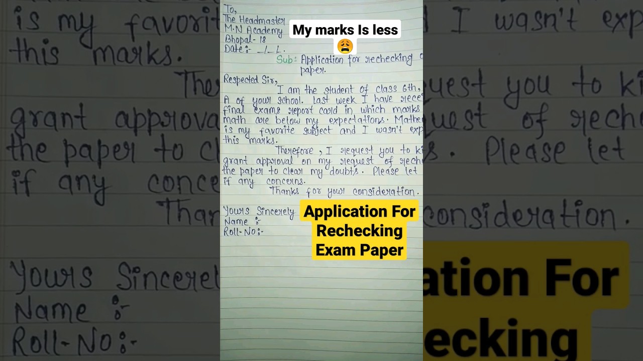 Letter To Principal For Rechecking Exam Paper #Paparus PaparusLetter