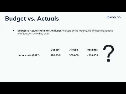 What is a Budget vs Actuals analysis?