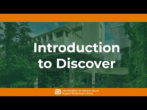 Introduction to Discover | UT Dallas McDermott Library