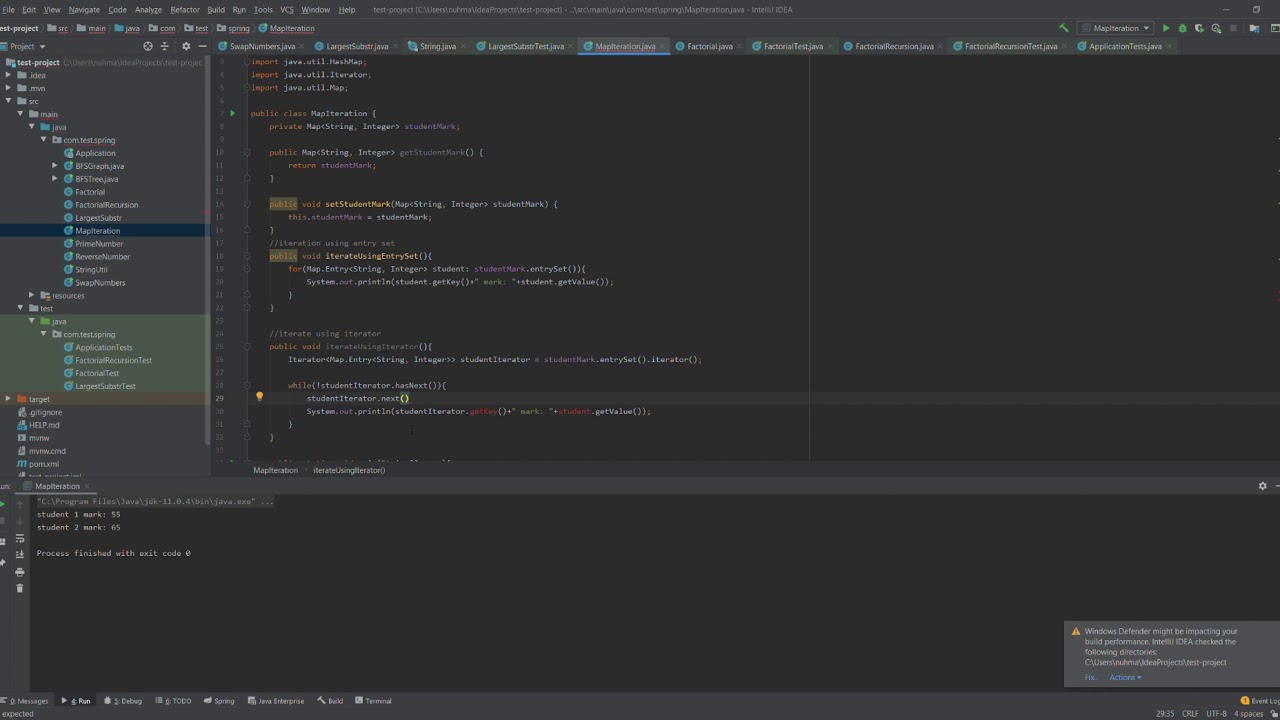 Iterate a Map using Iterator of Entry Set Coding interview java