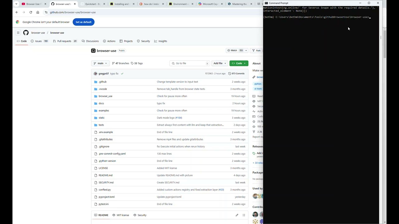 GitHub Browser Use Install and Demo - Restful Booker Send Message