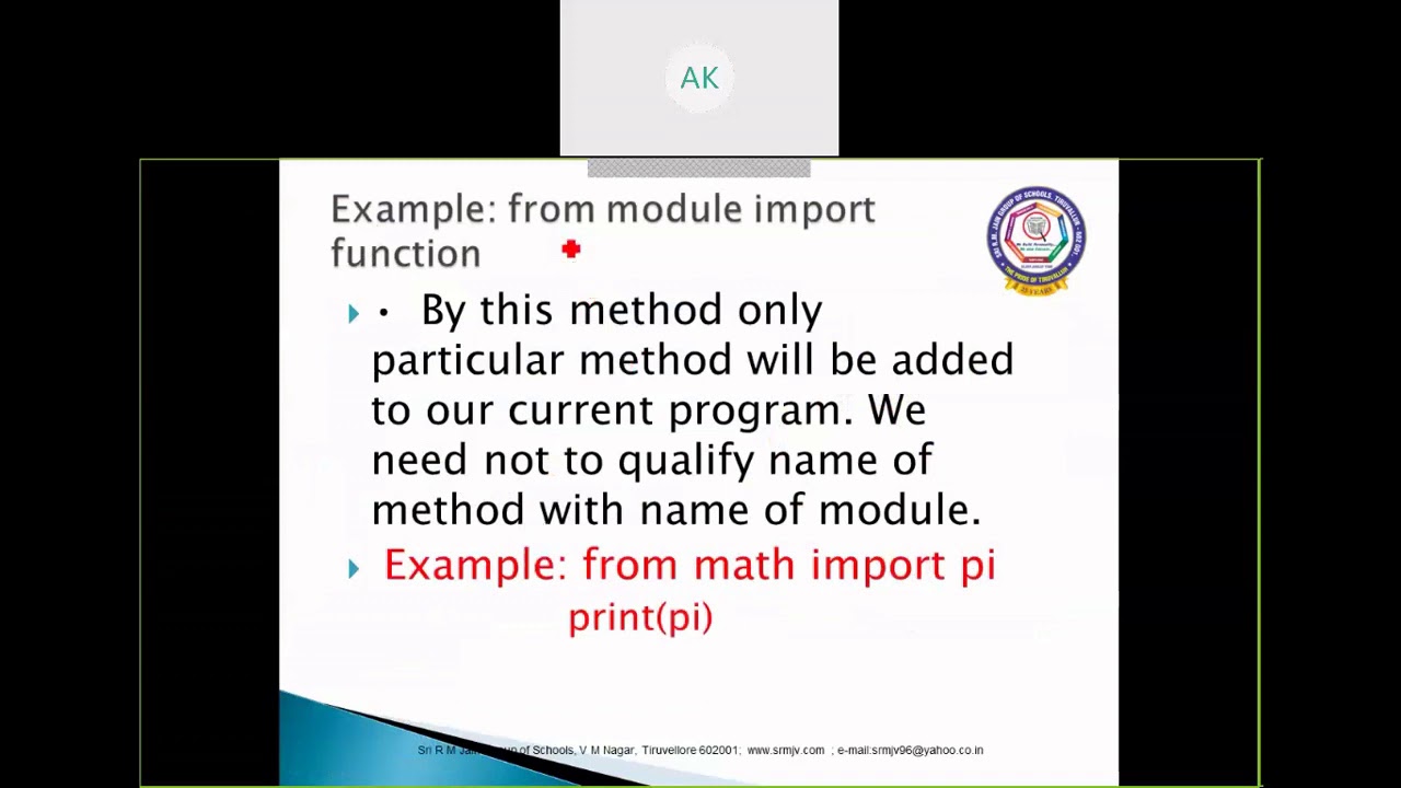CBSE - Class XII - Computer Science - Python - IMPORTING MODULES IN A PYTHON PROGRAM