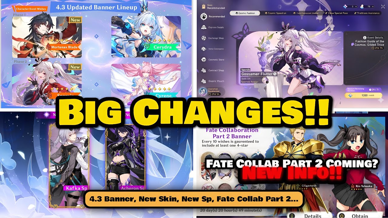BIG UPDATE! JUST IN! 4.3 CHANGED RERUNS – Kafka, Acheron SP & Fate Collab Part 2 | Honkai Star Rail