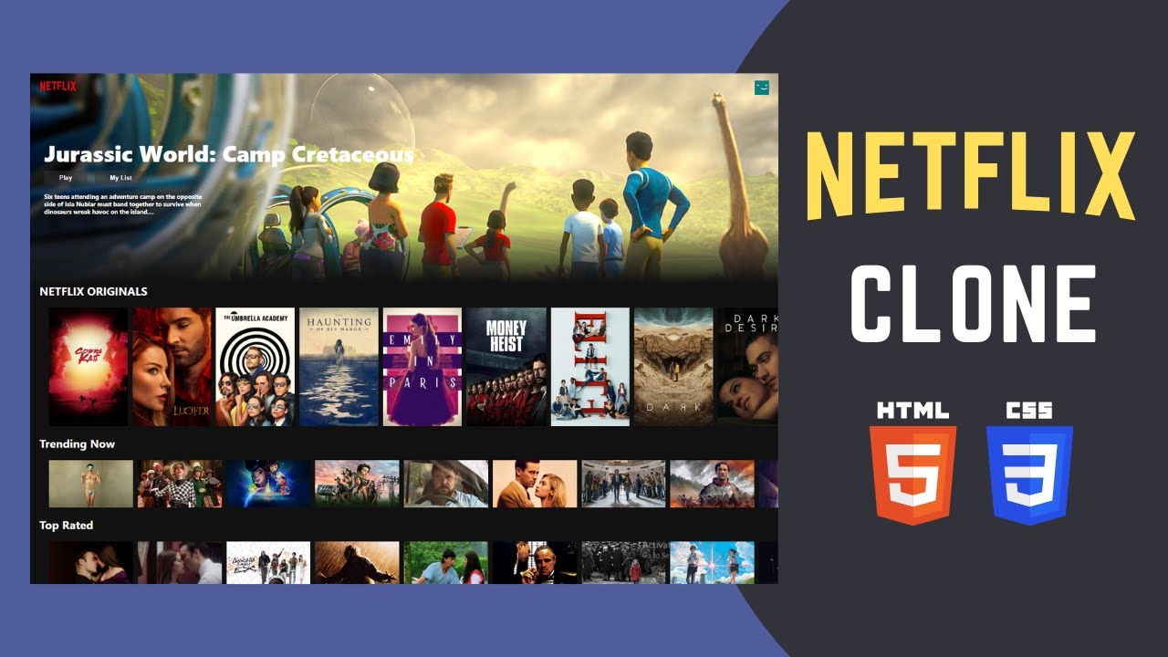 How to Build Responsive Netflix Clone using HTML and CSS - Beginners Tutorial