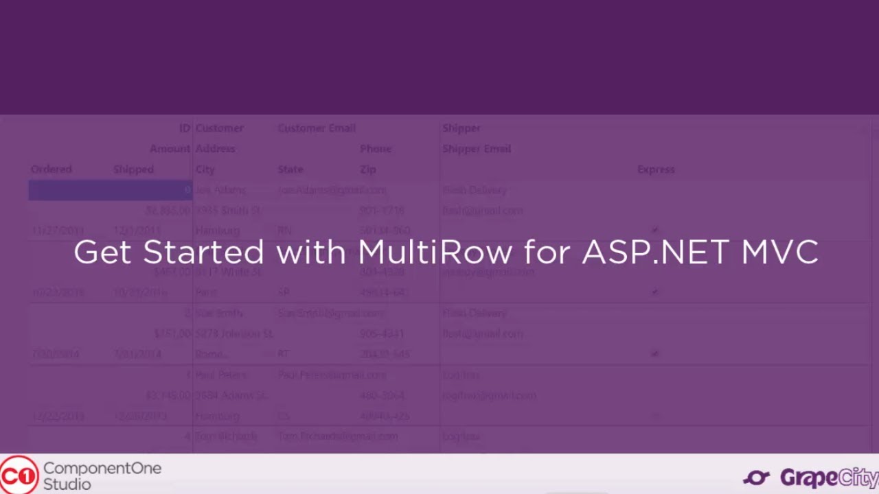 Get Started with MultiRow Data Grid for ASP.NET MVC