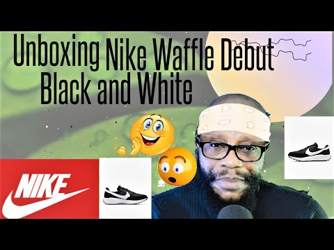 Unboxing Nike Waffle Debut Swoosh Black and White Sneaker.