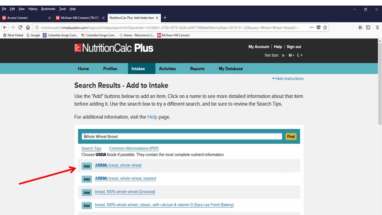 3 Day Diet Analysis Data Instructions Using NutriCalc Plus