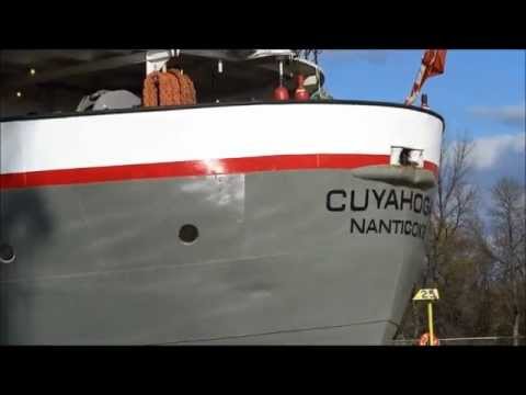 Ship CUYAHOGA (age 69) Downbound entering Lock 3, Welland Canal, 2012