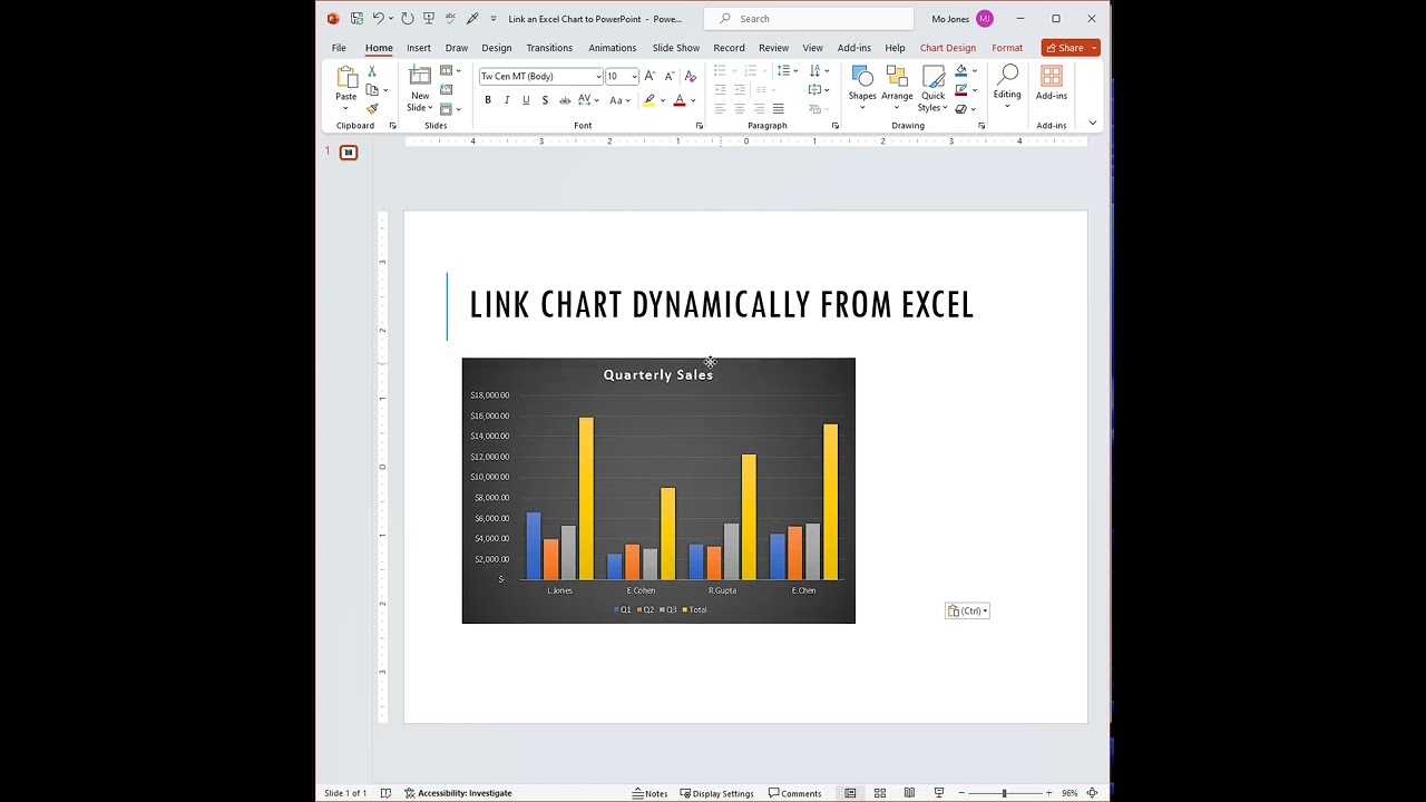 Link Excel Charts Dynamically to PowerPoint