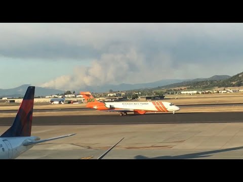 Erickson Aero Tanker [TNKR105] McDonnell Douglas MD-87 [N295EA] Takeoff from Medford Airport [MFR]