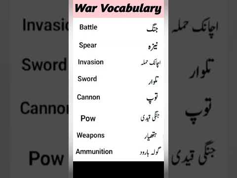 English Urdu War Vocabulary "War Words and Meanings"