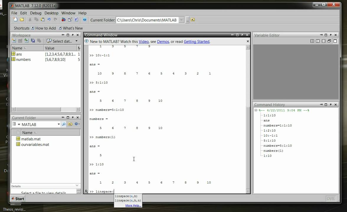MATLAB Tutorial 3- MATLAB and Sequences