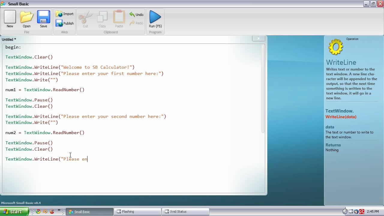 Small Basic Tutorial 4 - Simple Calculator